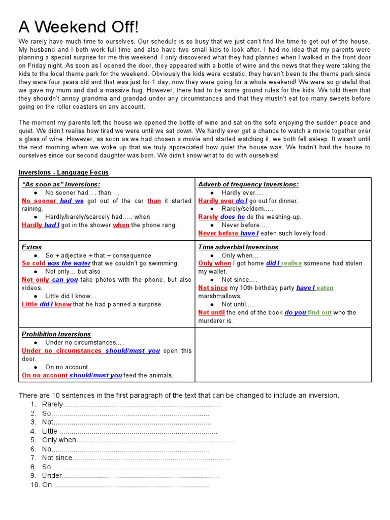 A Weekend Off!: Had We Doi Does He Have I | PDF