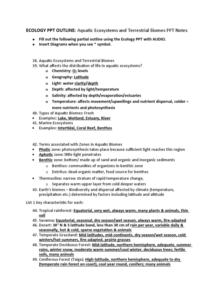 Aquatic and Terrestrial Ecosystems PPT Notes | PDF | Aquatic Ecosystem ...