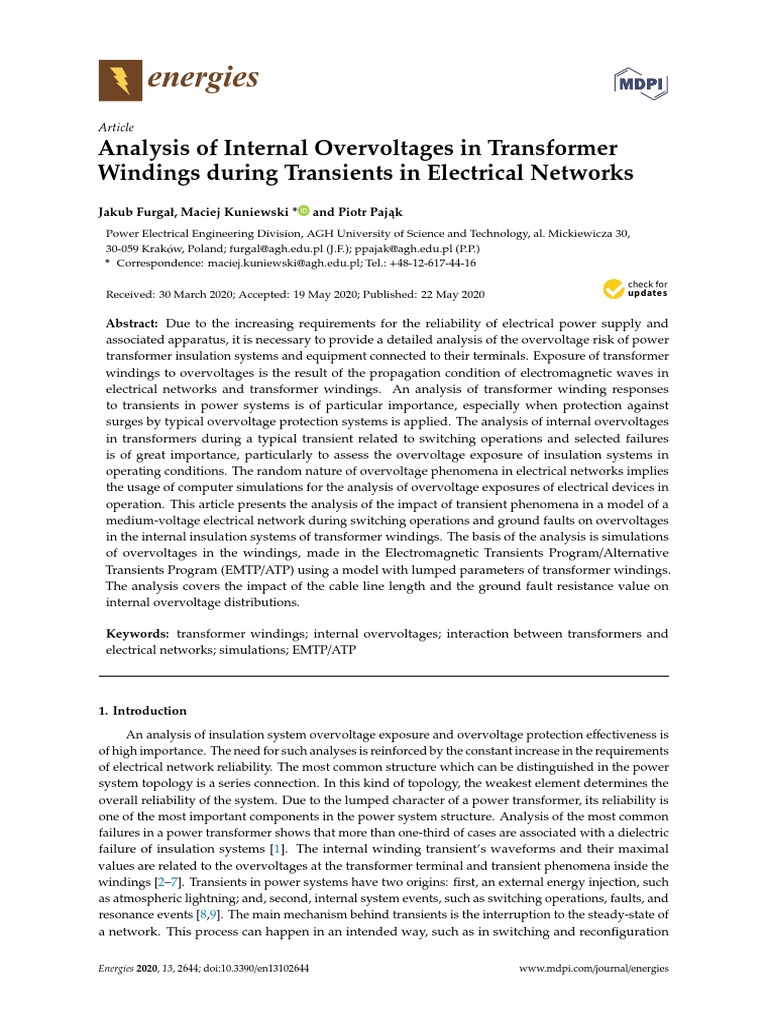Analysis of Internal Overvoltages in Transformer Windings During ...