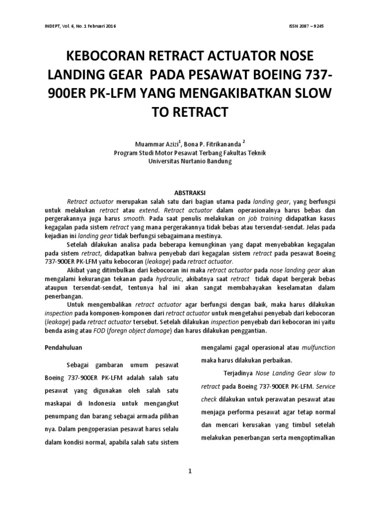 Kebocoran Retract Actuator Boeing 737-900ER | PDF