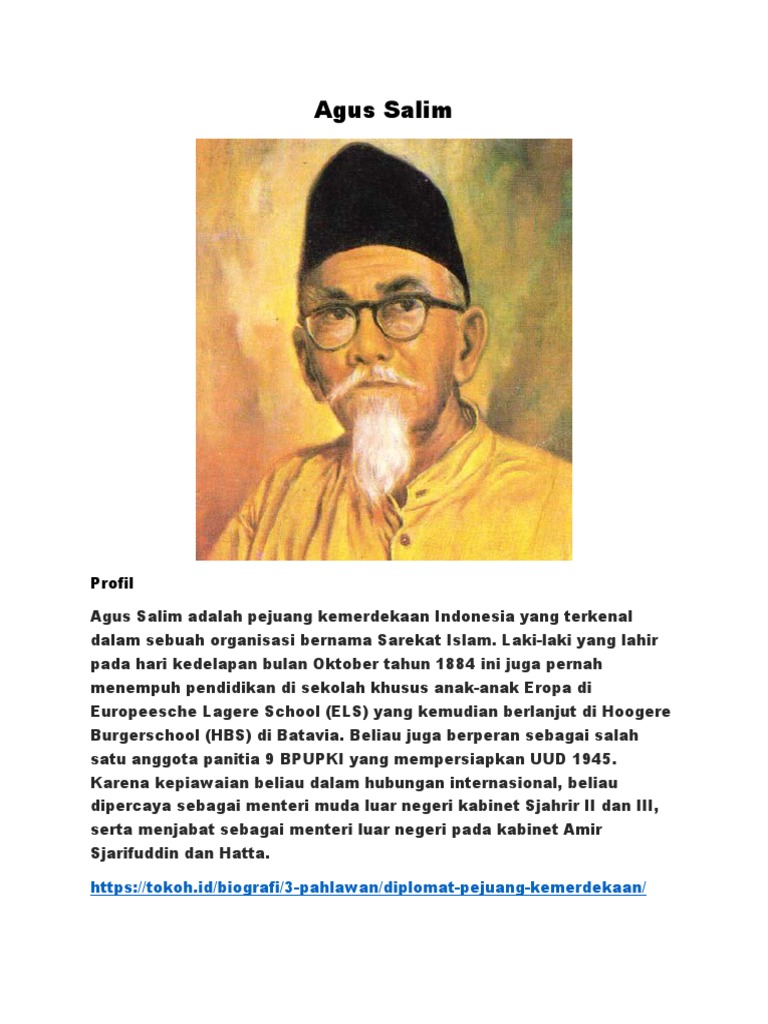 Biografi Haji Agus Salim, Pahlawan Nasional | PDF | Politik