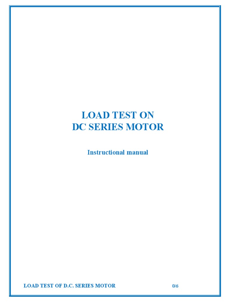 Load Test On D.C. Series Motor | PDF | Electric Motor | Electronics
