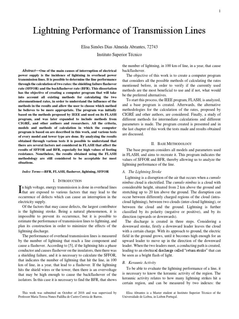 Lightning Performance of Transmission Lines | PDF | Lightning ...