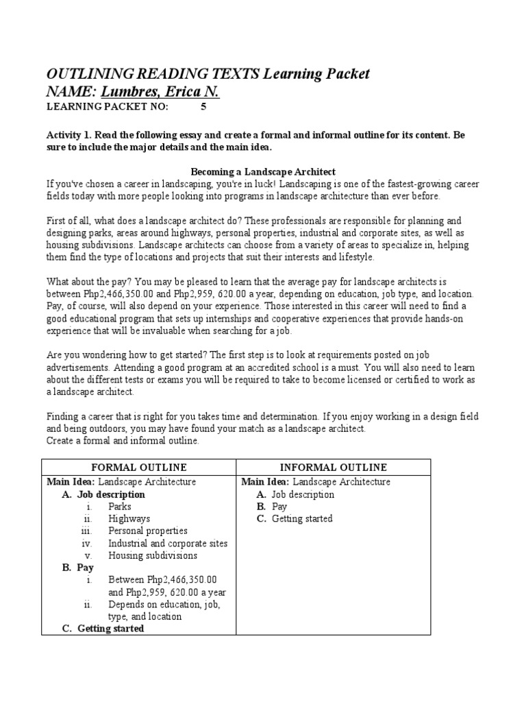 1-5 Outlining Reading Text | PDF
