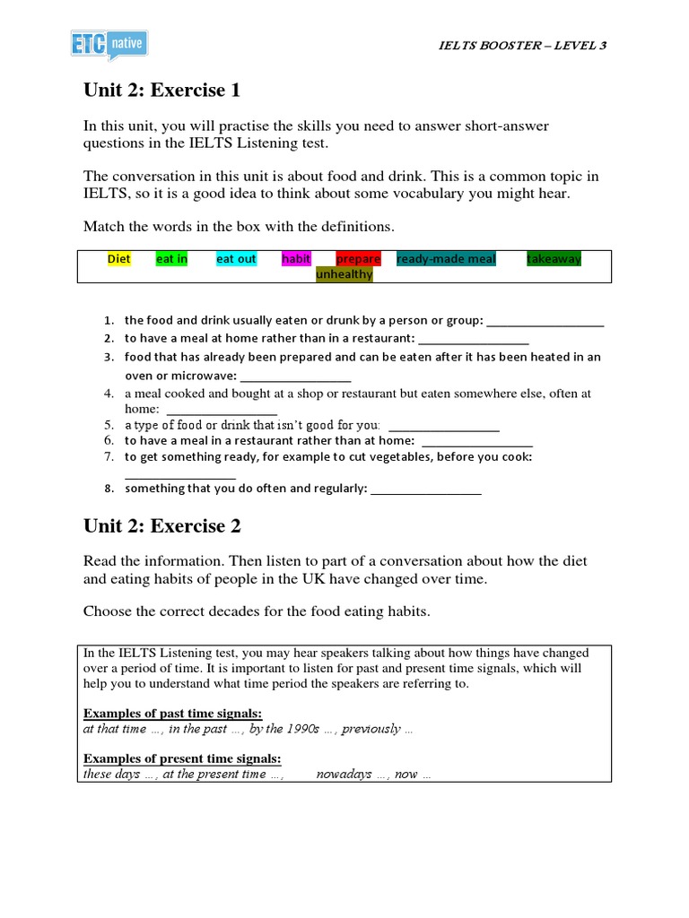 IELTS Listening Skills Guide | PDF | Meal | Foods