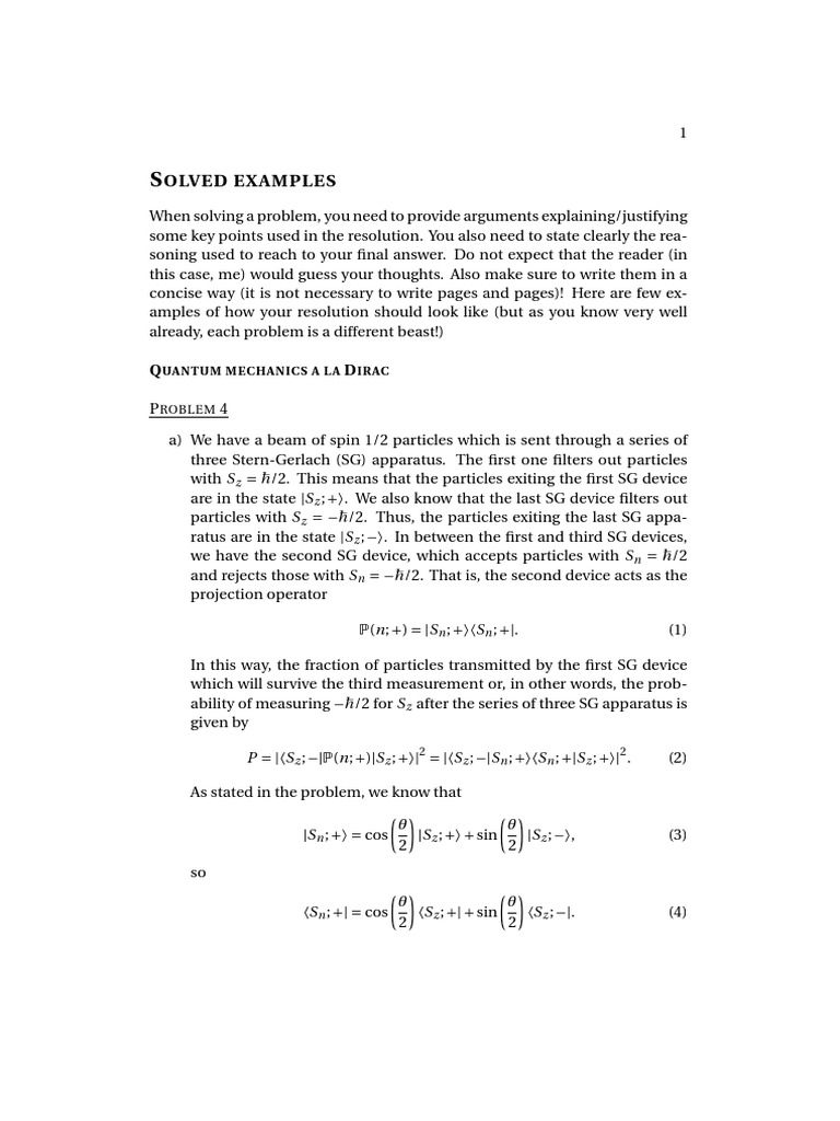 Olved Examples: Uantum Mechanics A L A Irac | PDF | Hamiltonian ...