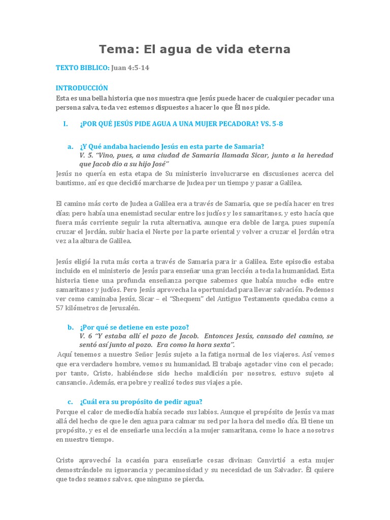 El Agua de Vida Eterna | PDF | Samaria | Jesús