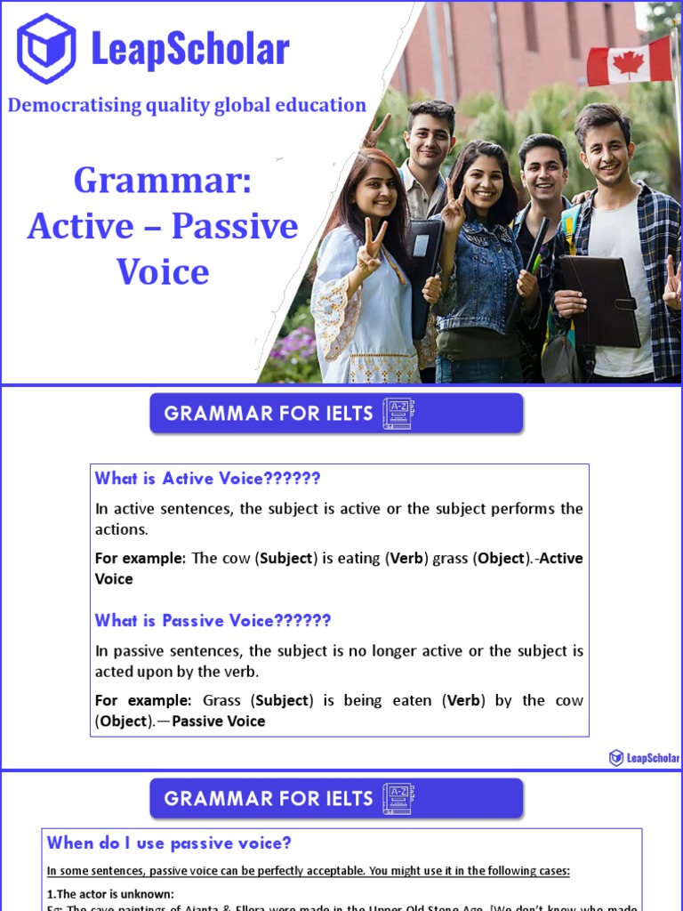 Active and Passive Voice Explained | PDF | Perfect (Grammar ...