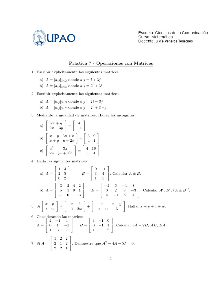 Matrices Medicina Semana 13 | PDF | Teoría del operador | Relaciones ...