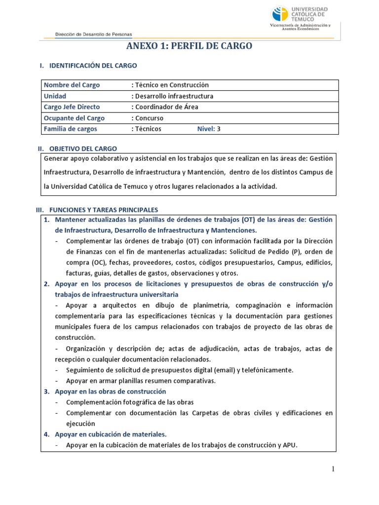 Perfil Tecnico Construccion | PDF