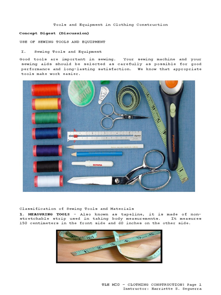 Essential Tools for Clothing Construction | PDF | Sewing Machine | Sewing