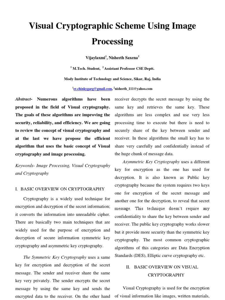 Visual Cryptography | PDF | Cryptography | Key (Cryptography)