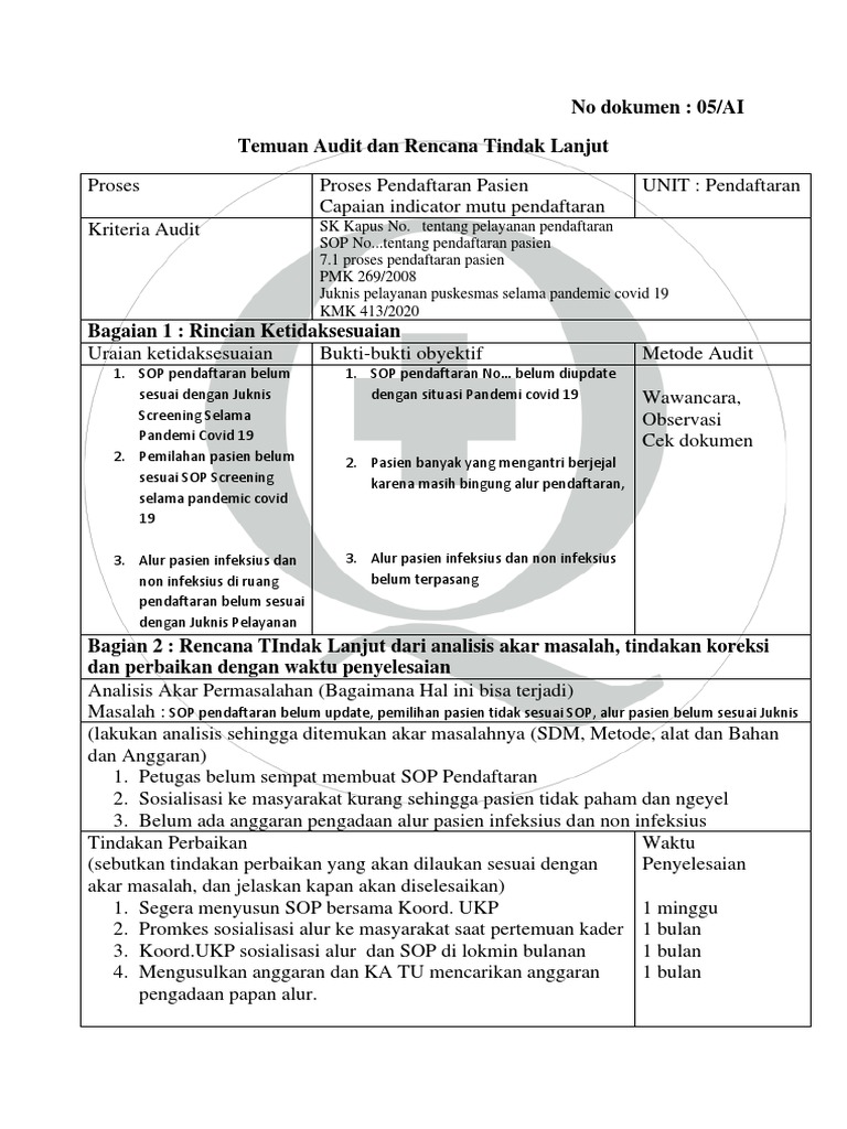 Contoh Laporan Temuan Dan RTL AI | PDF