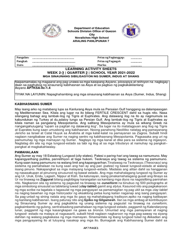 Ap7 Las Q2 Week2 3 | PDF