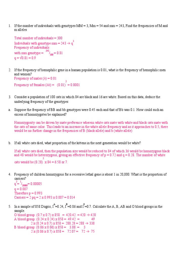 Problems in Population Genetics | PDF | Zygosity | Allele