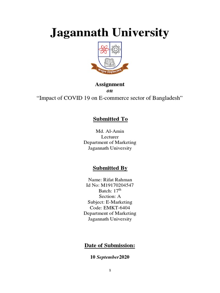 Jagannath University: "Impact of COVID 19 On E-Commerce Sector of ...