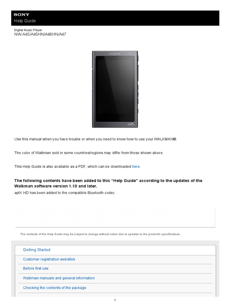 Sony Walkman Guide | PDF | Bluetooth | Personal Computers