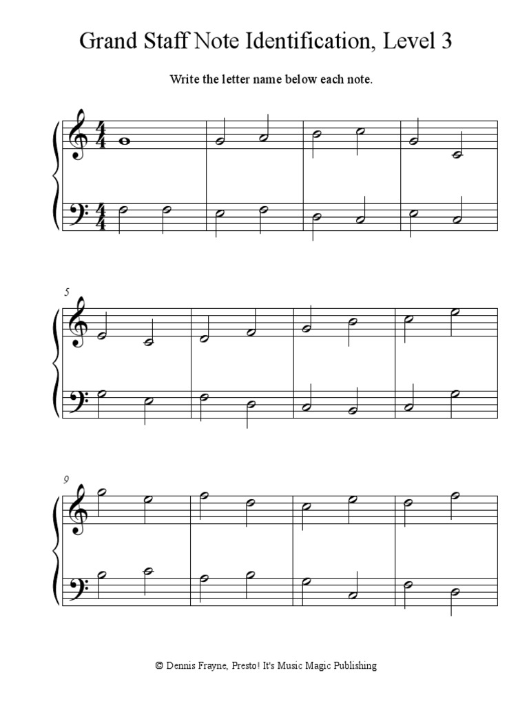 Grand Staff Note Identification Level 3 | PDF