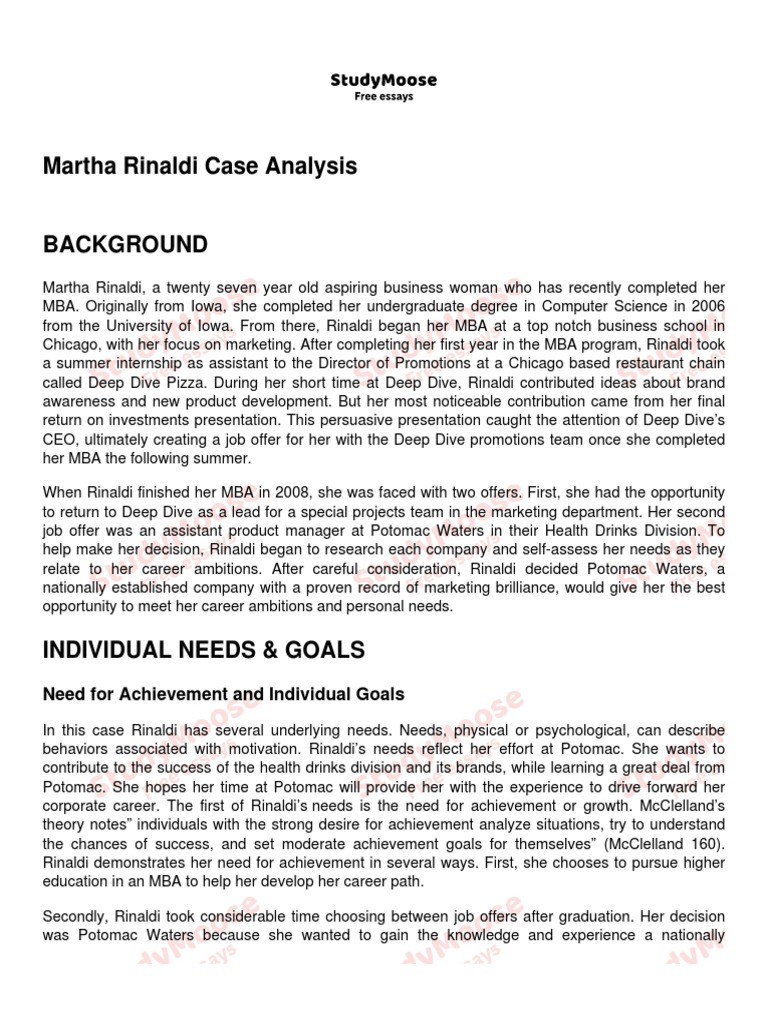 Martha Rinaldi Case Study Analysis | PDF | Attitude (Psychology ...