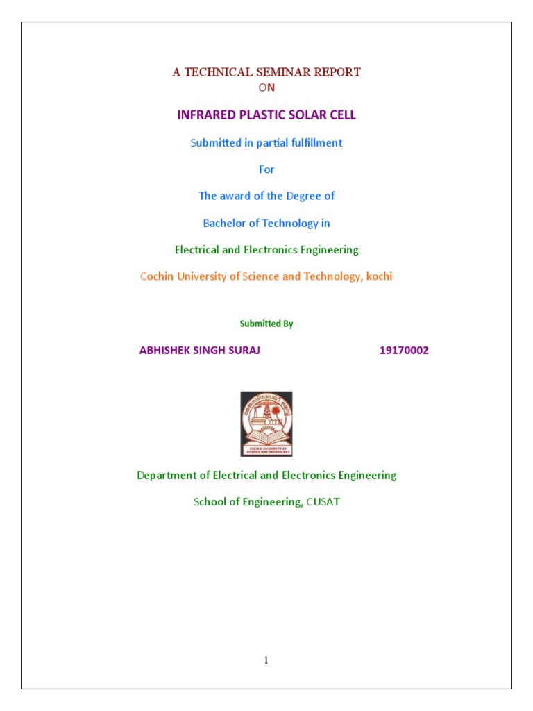 Report Infrared Solar Cell | PDF | Solar Cell | Photovoltaics