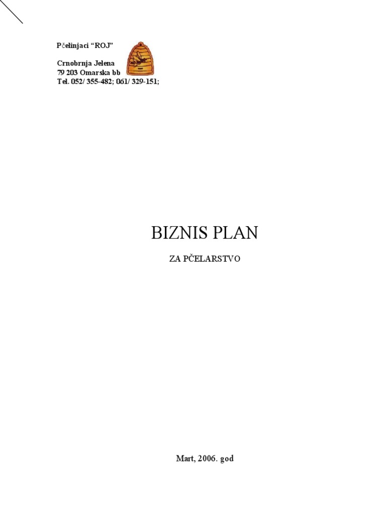 Biznis Plan Za Pcelarstvo | PDF
