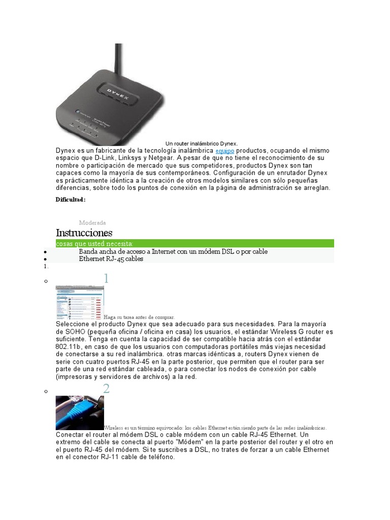 Configuración del Router Dynex Paso a Paso | PDF | Enrutador ...