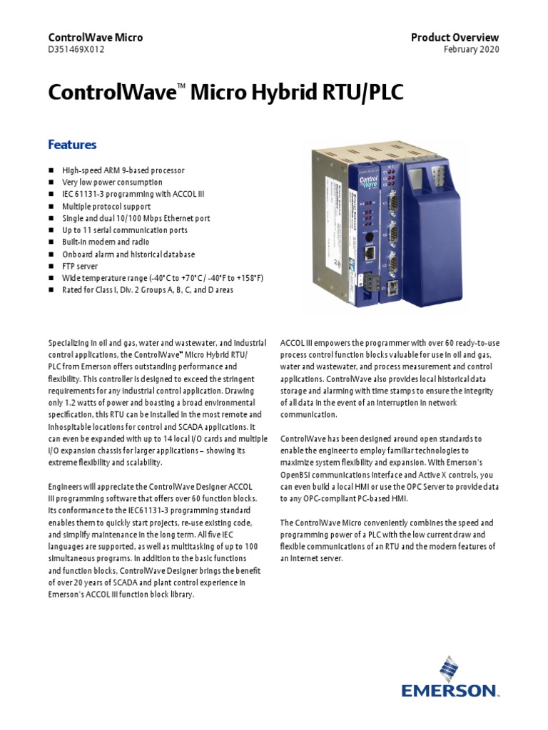 Controlwave Micro Product Overview Flier en 132588 | PDF | Scada ...