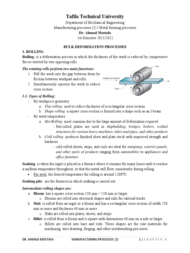 Chapter 4-Bulk Deformation Processes | PDF | Forging | Rolling ...