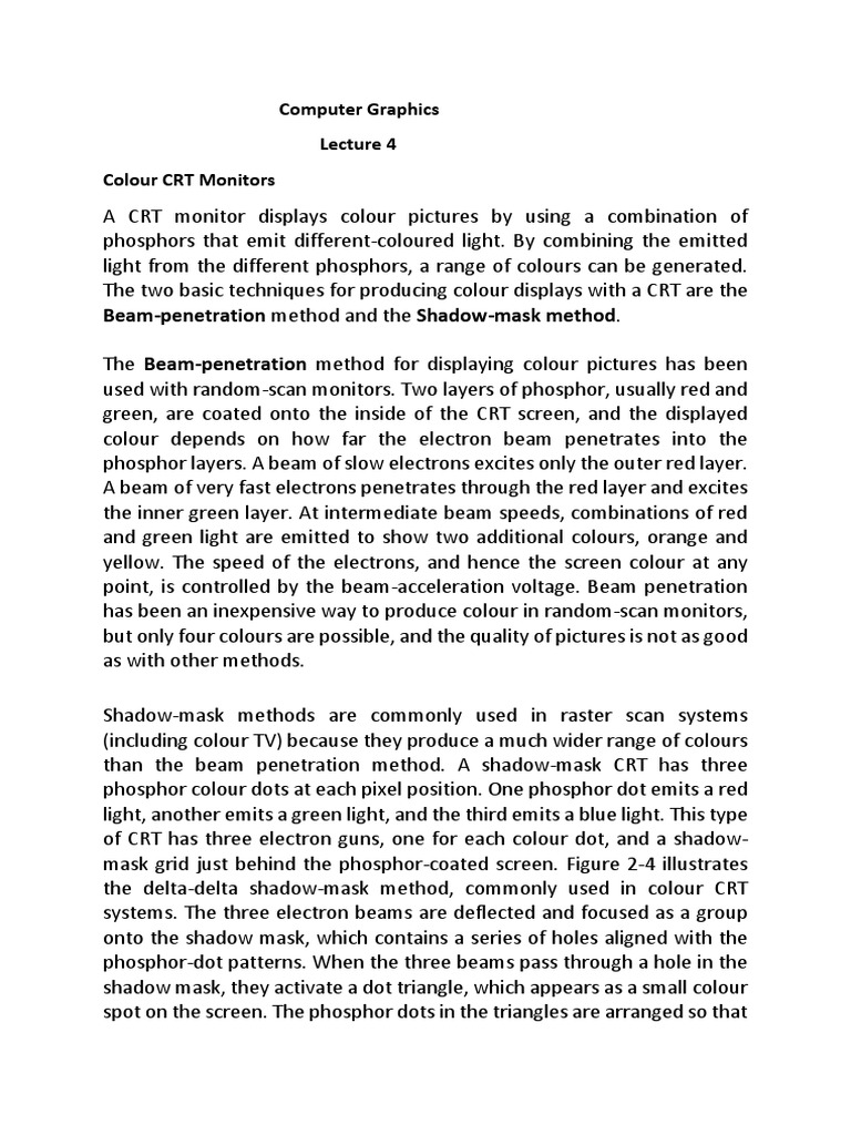 Beam-Penetration Method and The Shadow-Mask Method.: Computer Graphics ...