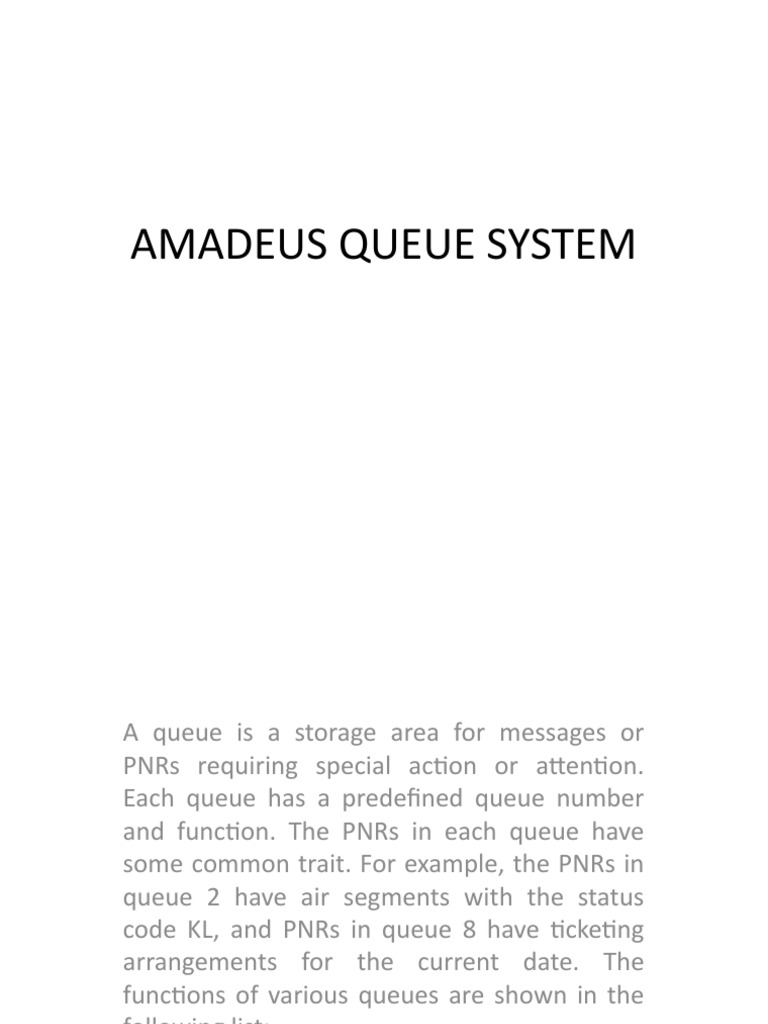 Amadeus Queue System Guide | PDF | Business | Computers
