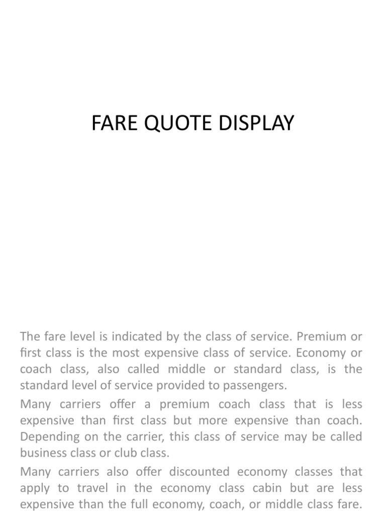 Fare Quote Display | PDF | Fare | Airlines