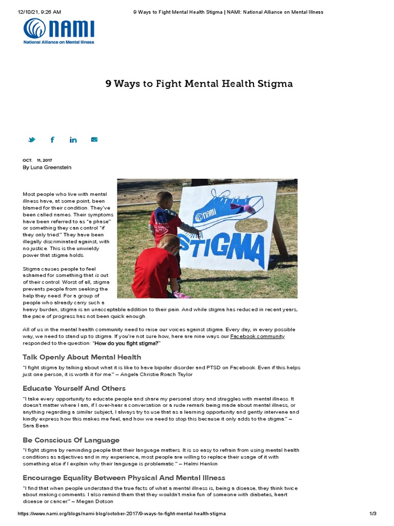 9 Ways To Fight Mental Health Stigma Nami National Alliance On Mental ...