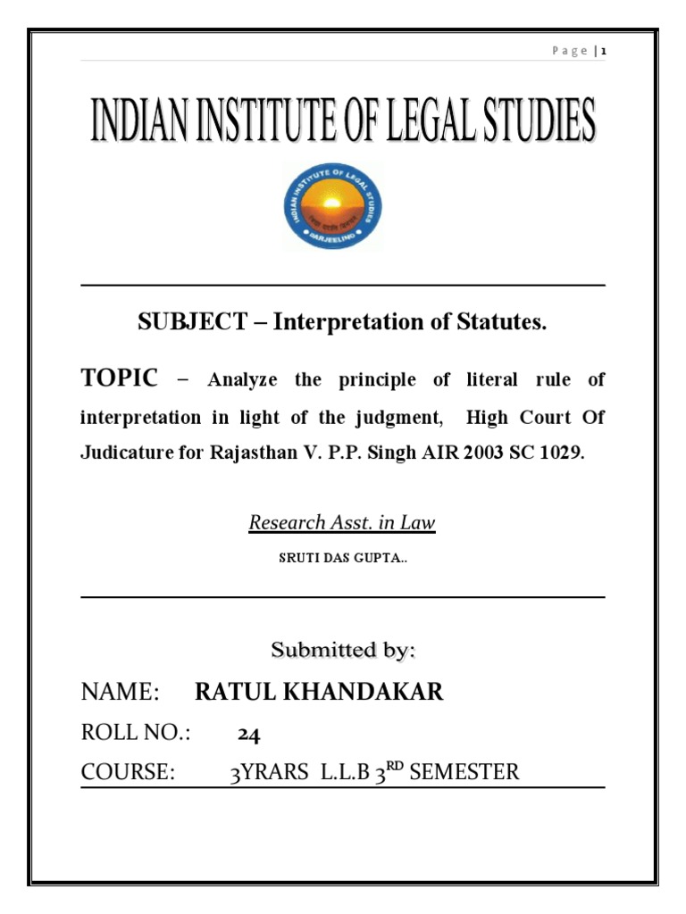Ratul Interpretation Project | PDF | Plain Meaning Rule | Justice
