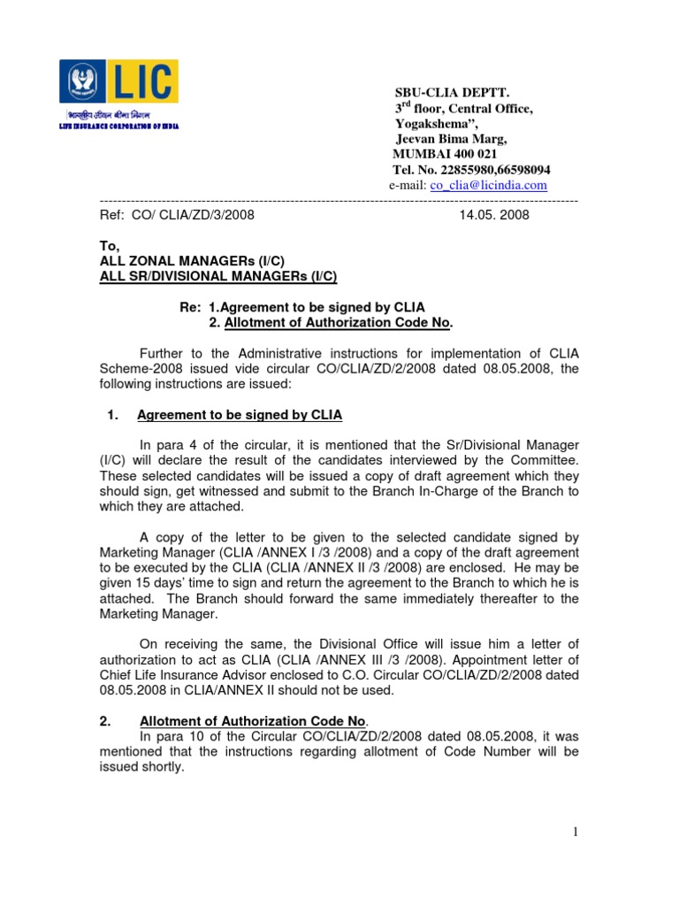 CLIA Appointment and Authorization Guide | PDF | Life Insurance | Insurance