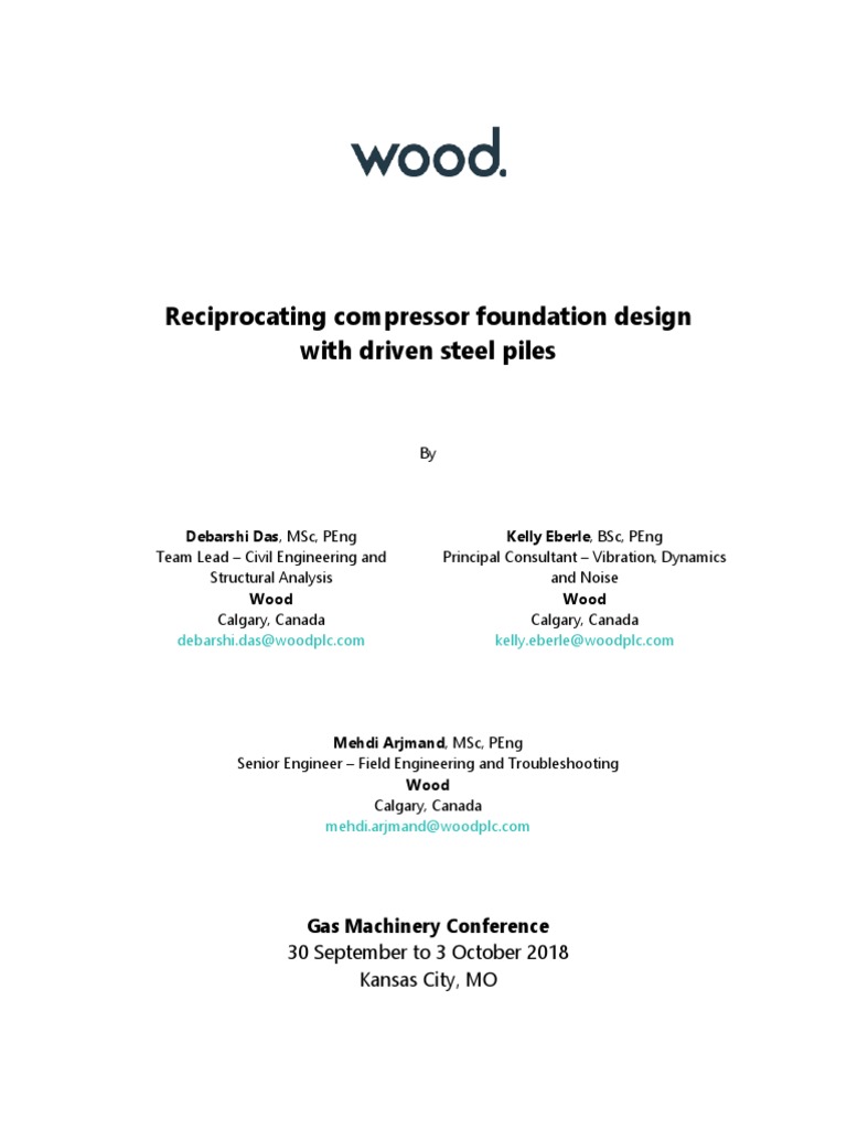 Reciprocating Compressor Foundation Design With Driven Steel Piles ...