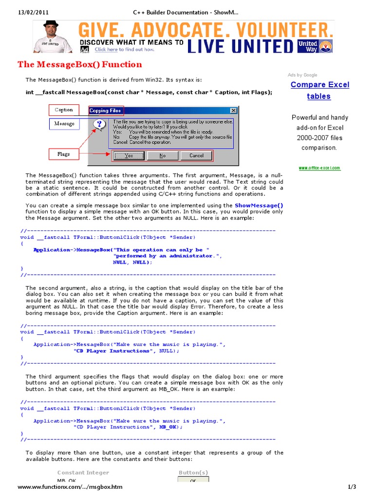 Usando MessageBox C Builder | PDF | Button (Computing) | C++
