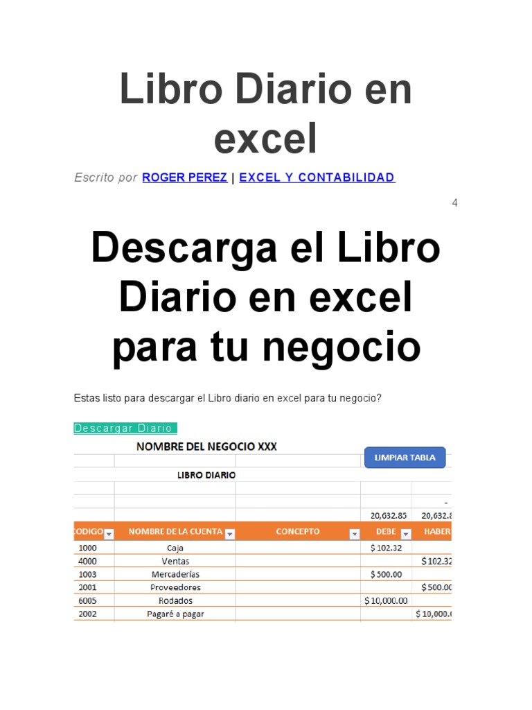 Libro Diario en Excel | PDF