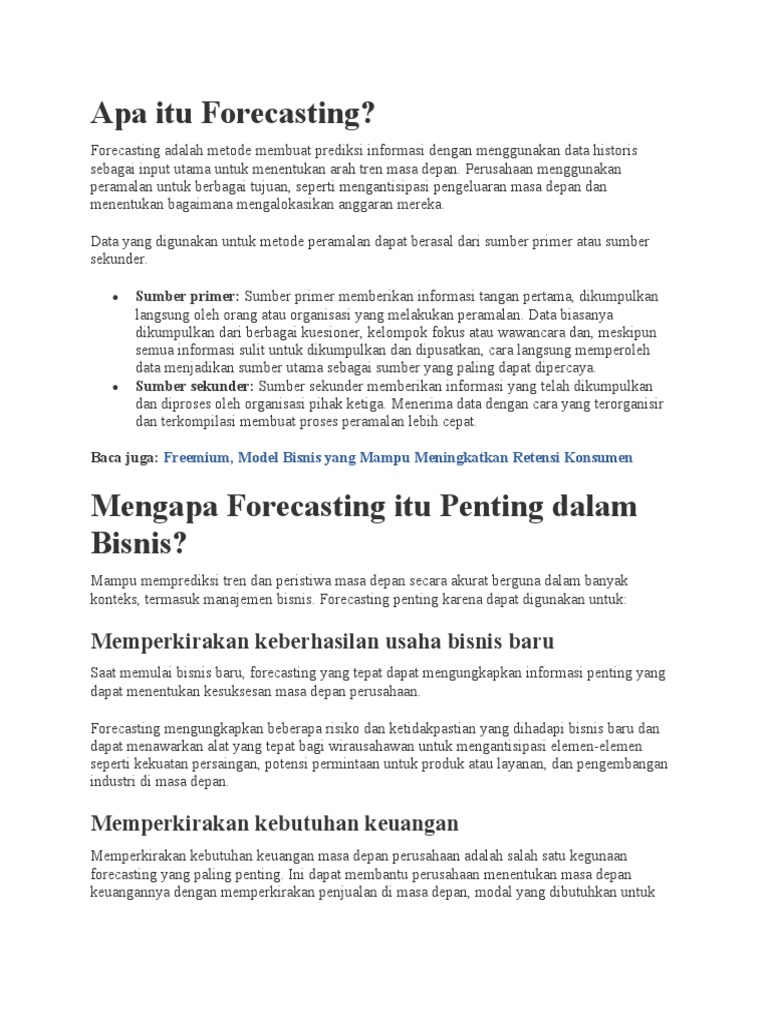 Apa Itu Forecasting Atau Peramalan Dalam Bisnis | PDF