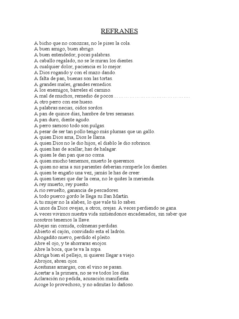 Refranes y su Significado | PDF | Amor | Diablo