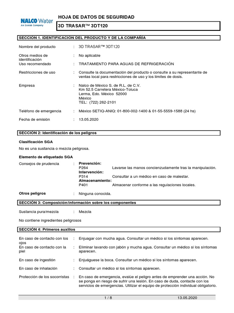 SDS 3DT120 | PDF | Reciclaje | Alimentos