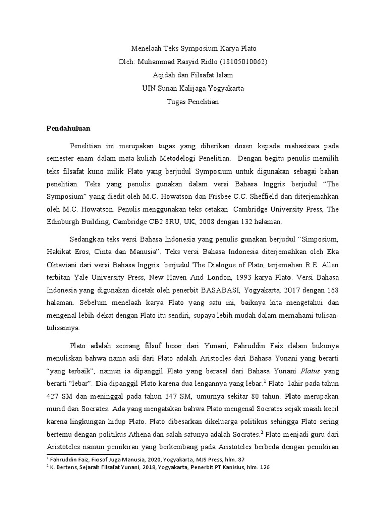 Menelaah Teks Symposium Karya Plato | PDF | Klasik | Fiksi Umum