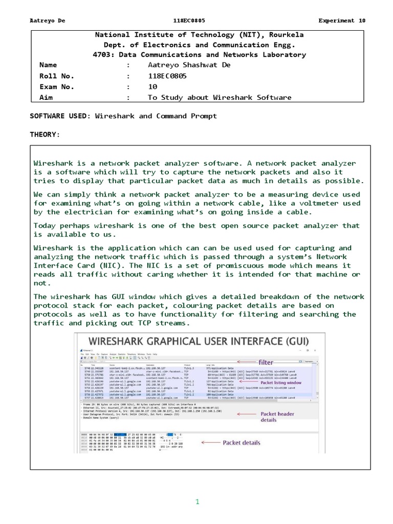 Aatreyo Shashwat De: 118EC0805: 10: To Study About Wireshark Software | PDF | Transmission ...