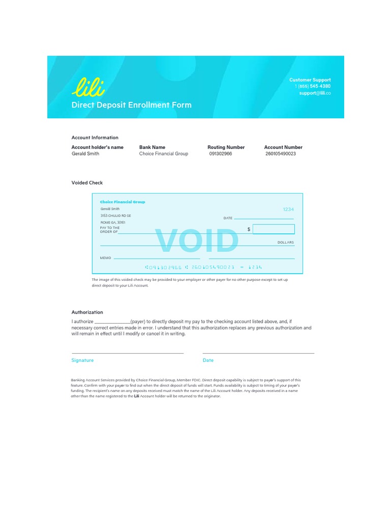Direct Deposit Enrollment Form: Account Information | PDF | Deposit ...
