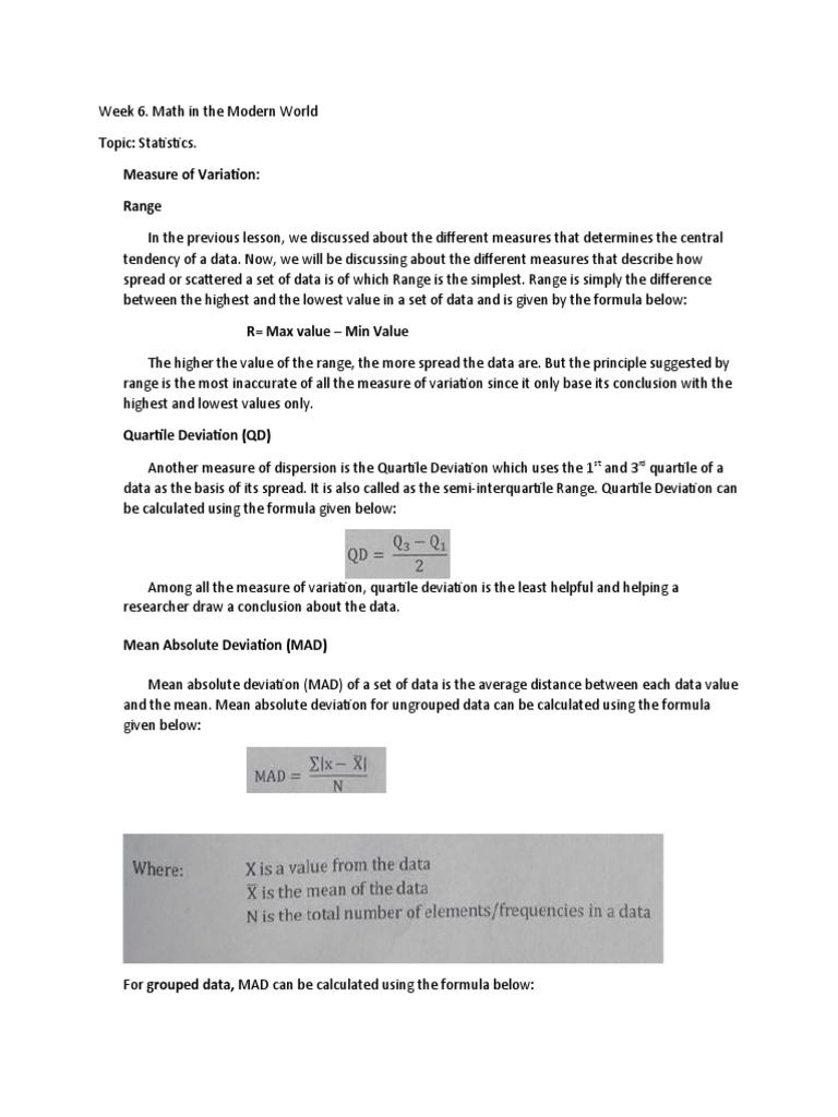 Measure of Variation: Range: ST RD | PDF | Quantile | Quartile
