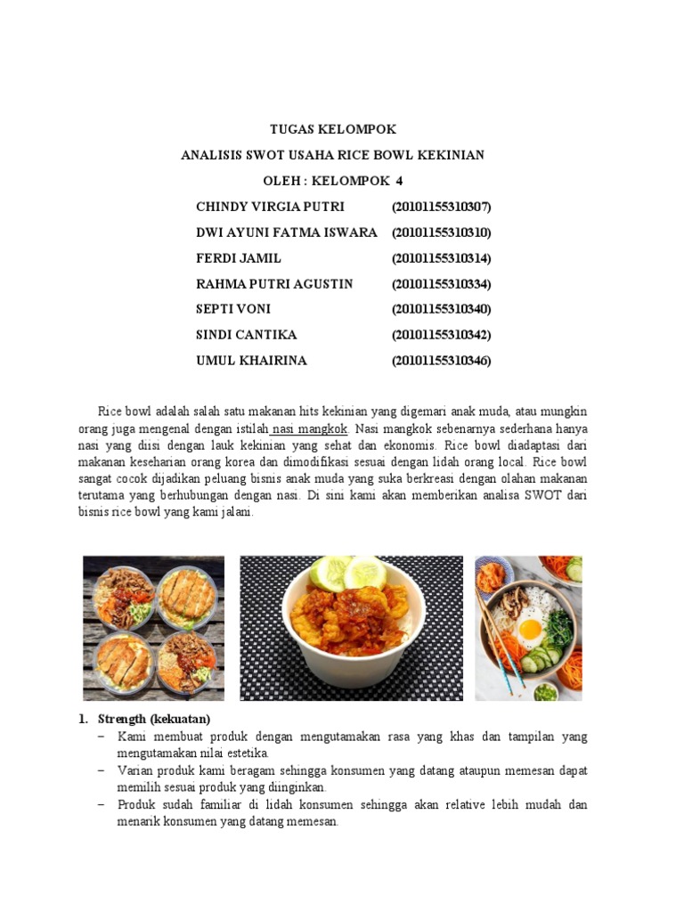 Analisa Swot Rice Bowl PDF | PDF