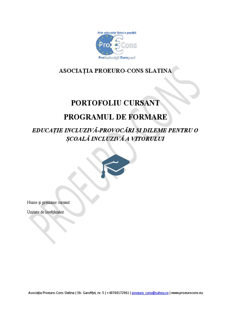 Model Portofoliu - Educație Incluzivă | PDF