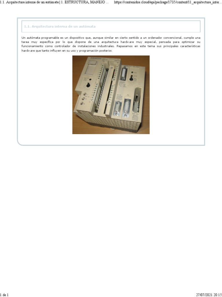 1.1. Arquitectura Interna de Un Autómata | PDF