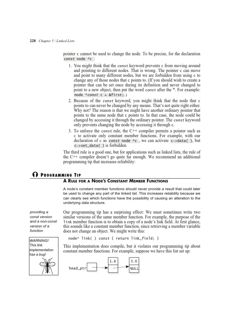228 Chapter 5 / Linked Lists: Const Node C | PDF | Pointer (Computer Programming) | Constructor ...