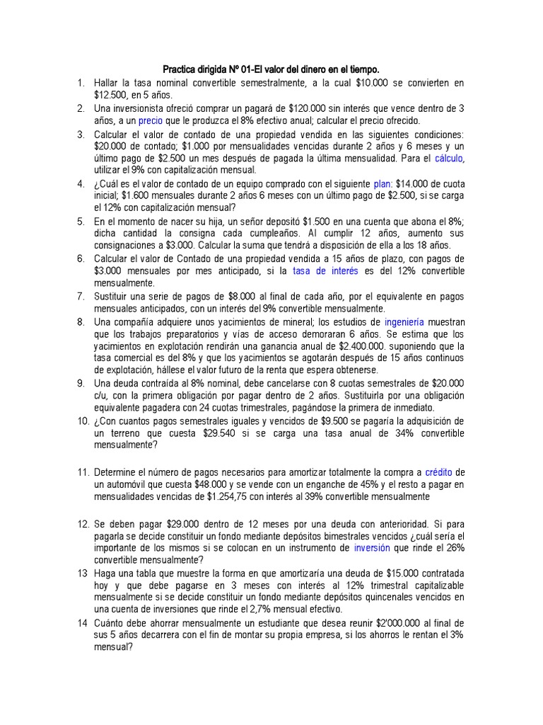 Practica Dirigida #01 | PDF | Interés | Crédito
