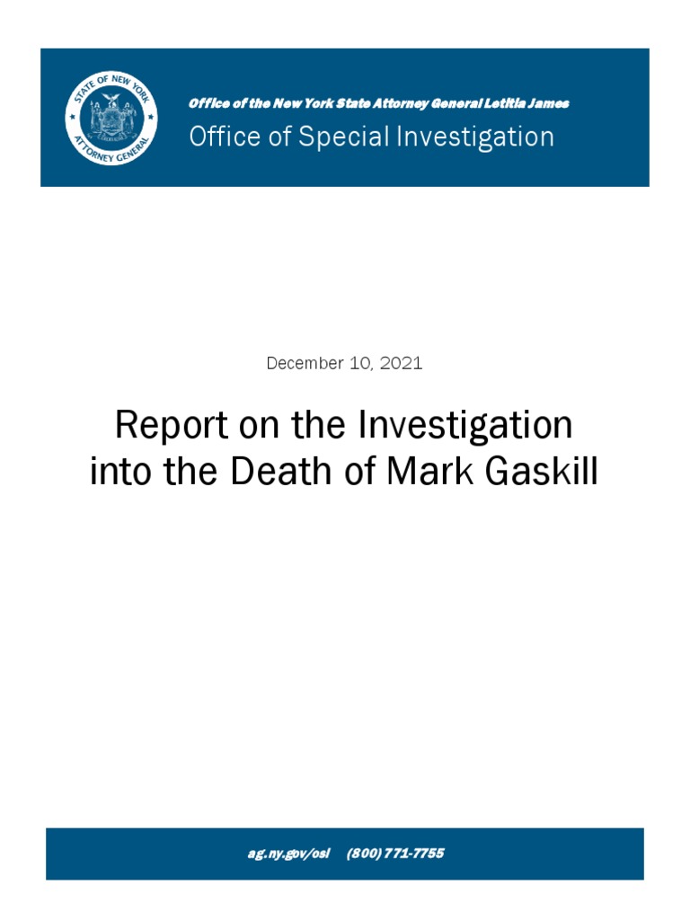 Report On The Investigation Into The Death of Mark Gaskill | PDF | Death | Autopsy